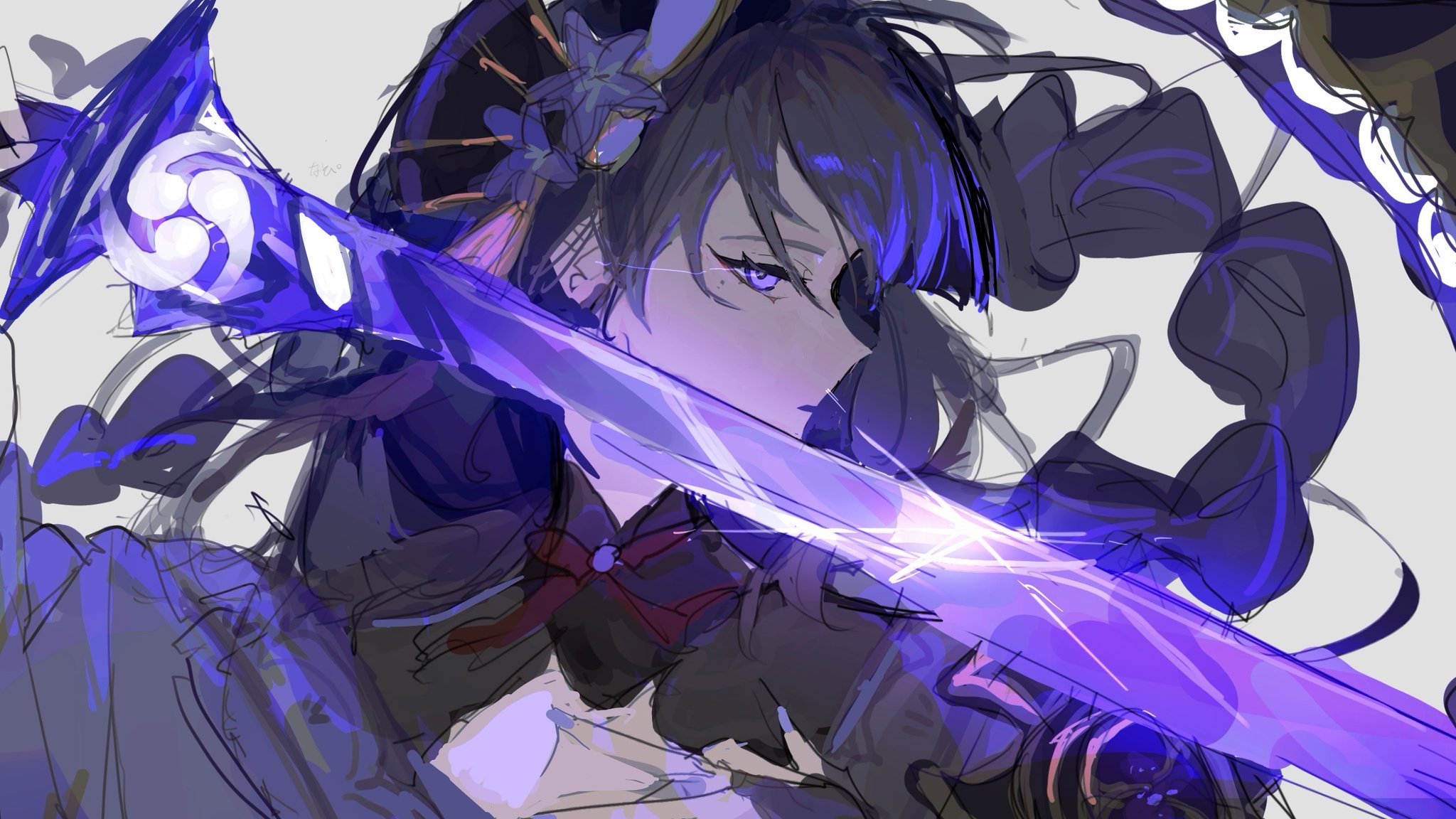 Safebooru - 1girl electricity flower genshin impact highres holding ...
