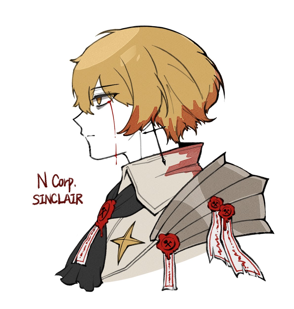 Safebooru - 1boy armor ascot black ascot blonde hair blood blood from ...