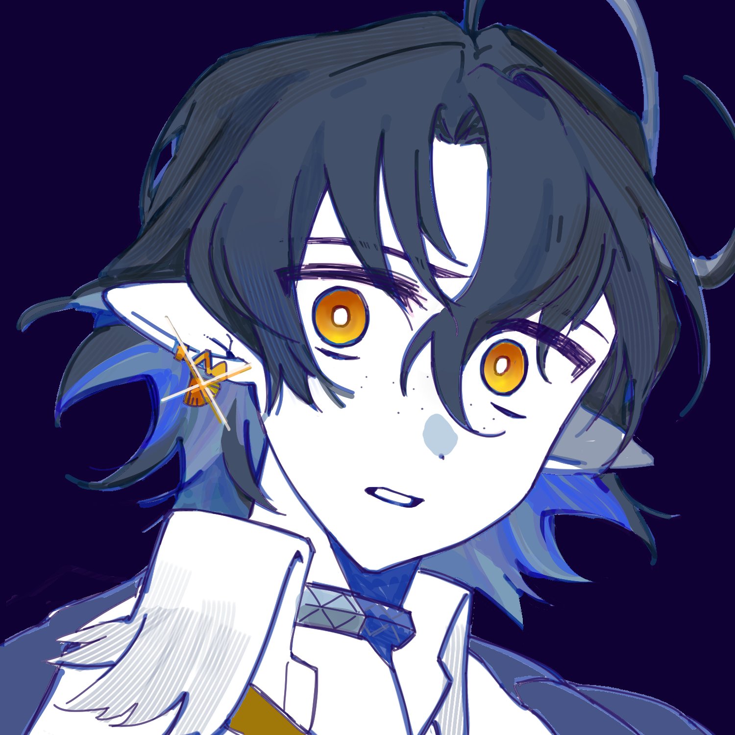 Safebooru - 1boy ahoge arknights artist request black hair blue background blue hair choker ...