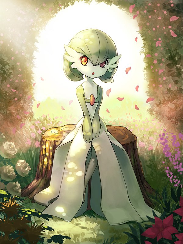 Safebooru - bob cut colored skin dress falling petals flower gardevoir ...
