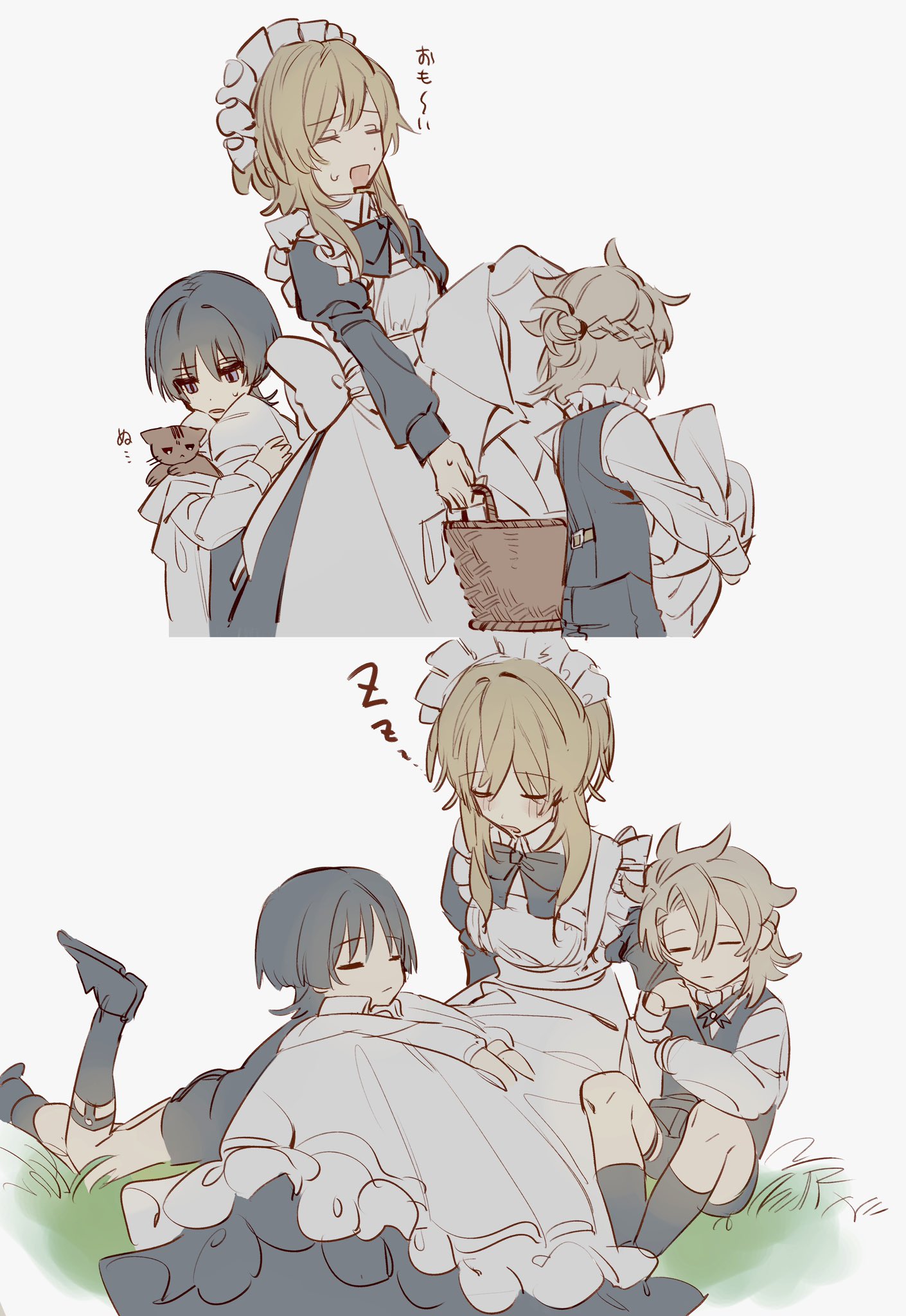 Safebooru - 1girl 2boys age difference aged down albedo (genshin impact ...