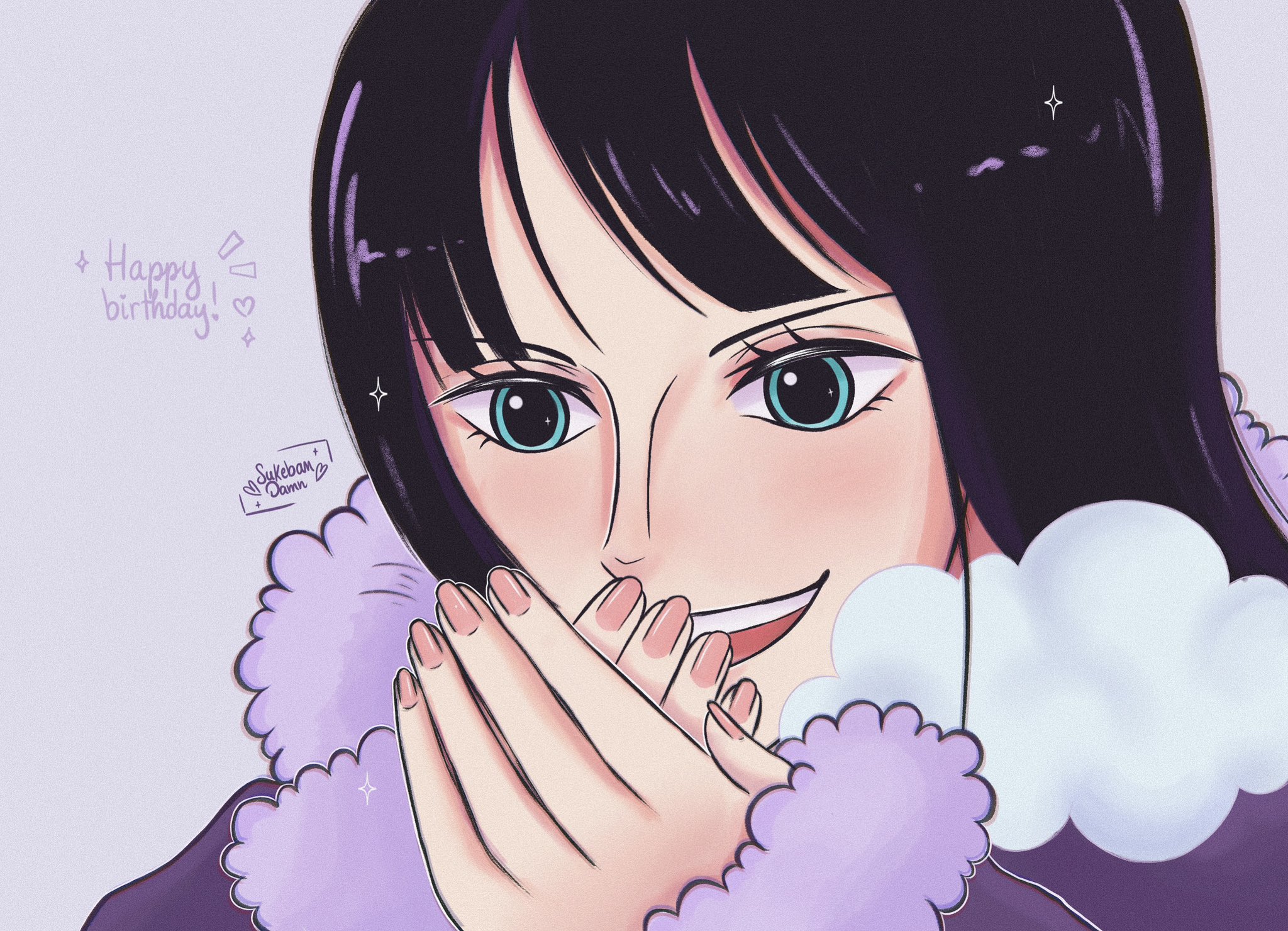 Safebooru - 1girl artist name black hair blue eyes close-up coat derivative work fur-trimmed ...