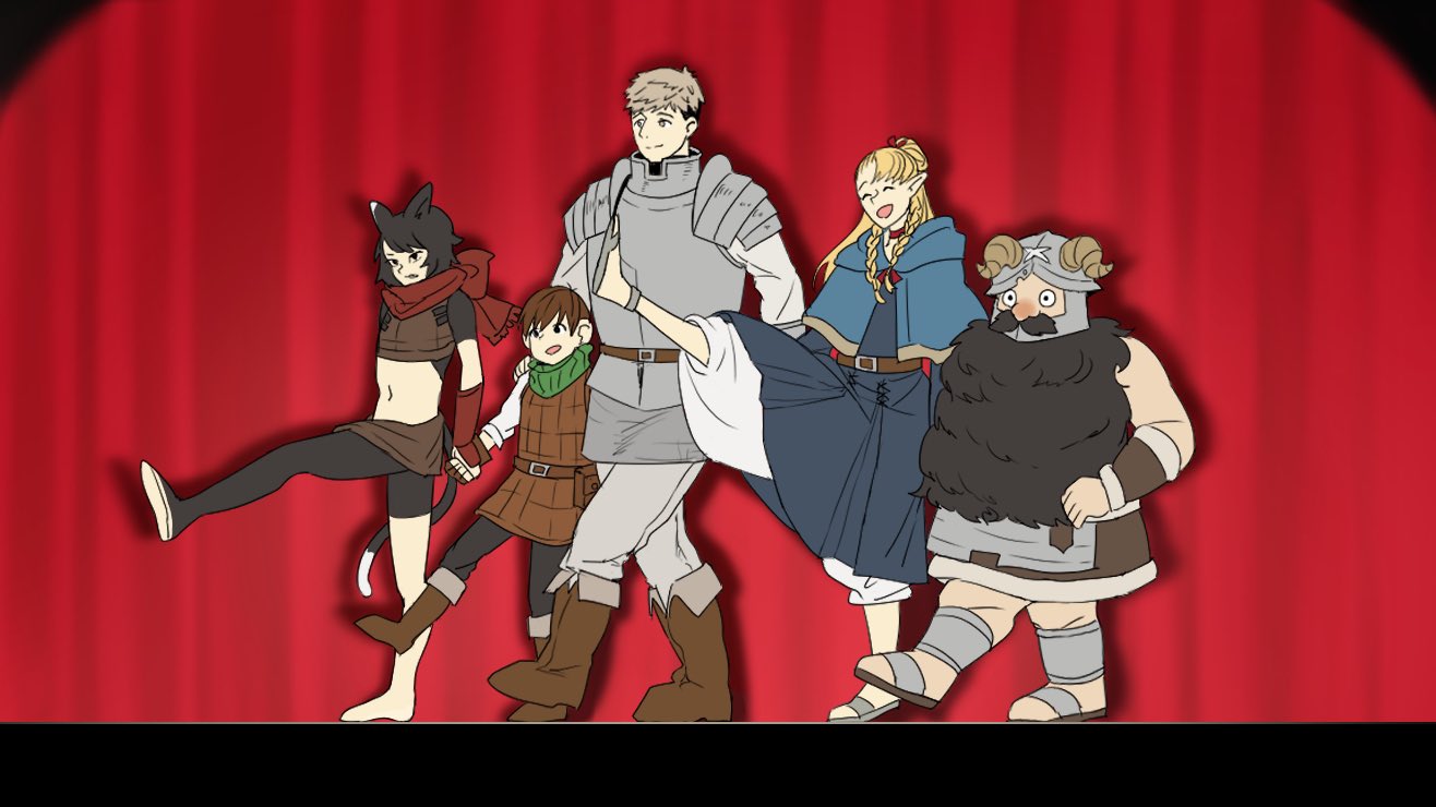 Safebooru - 2girls 3boys animal ears armor bear black hair blue capelet blue dress brown skirt ...