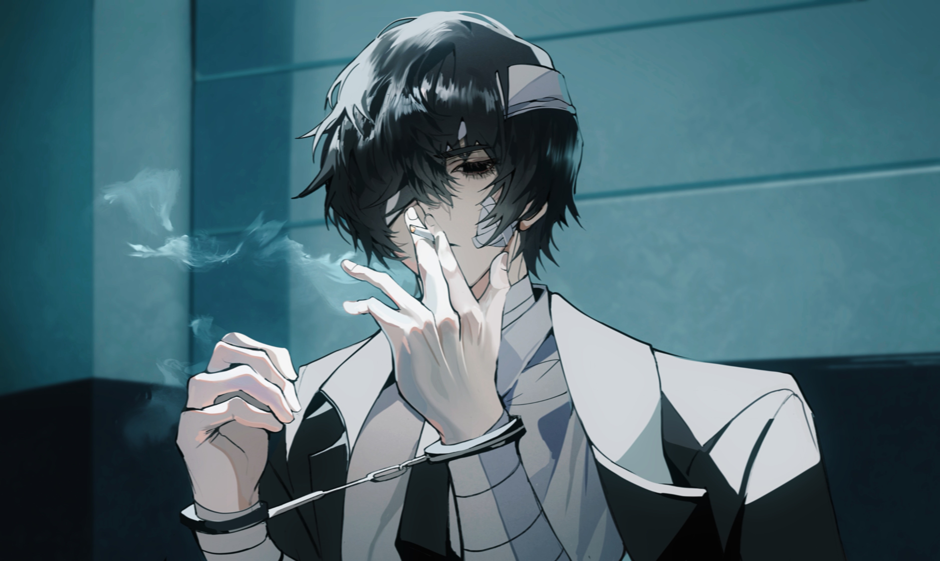 Safebooru - 1boy absurdres bandage over one eye bandaged arm bandaged head bandages bandaid ...