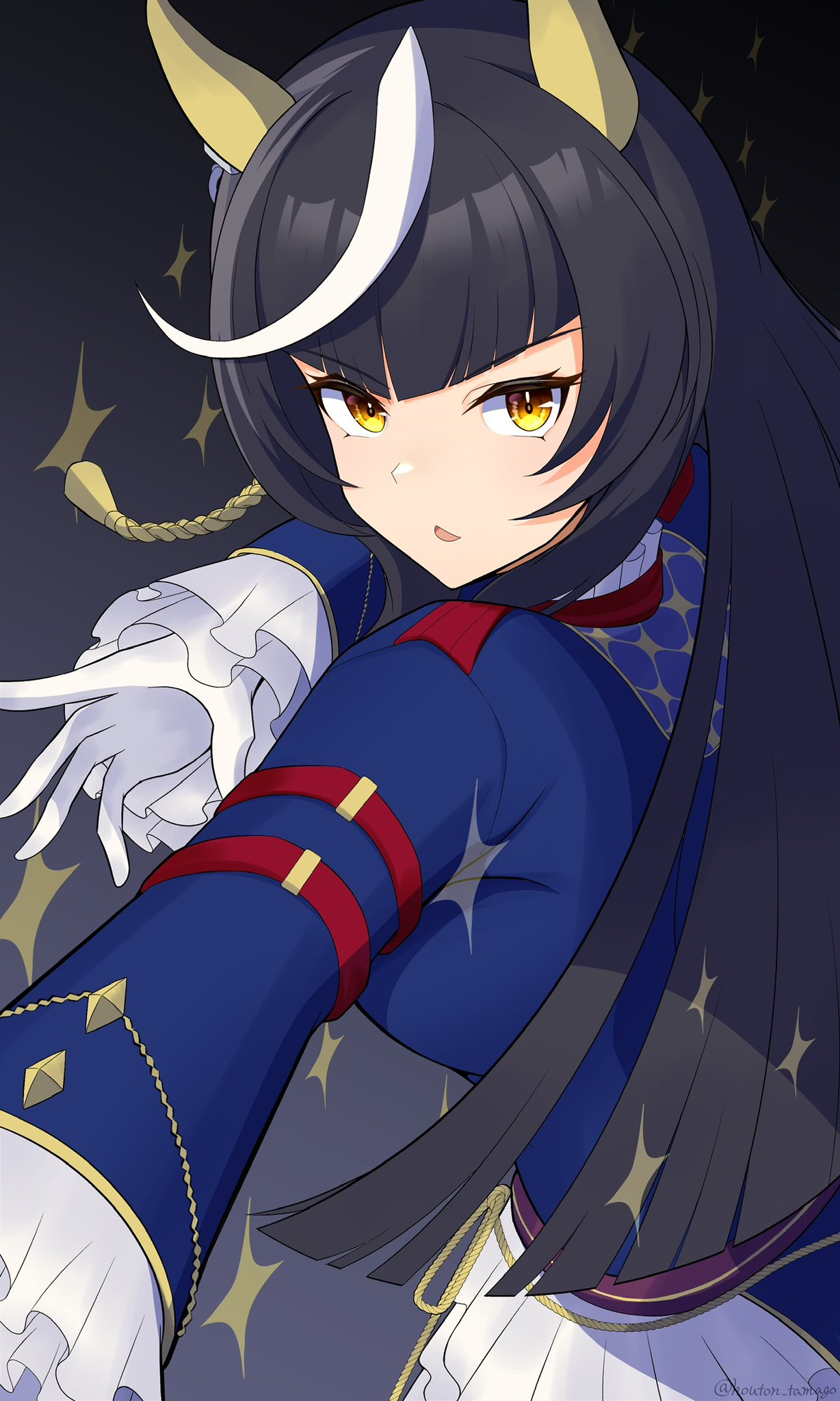 Safebooru - 1girl animal ears black hair blue jacket blunt bangs calstone light o (umamusume ...