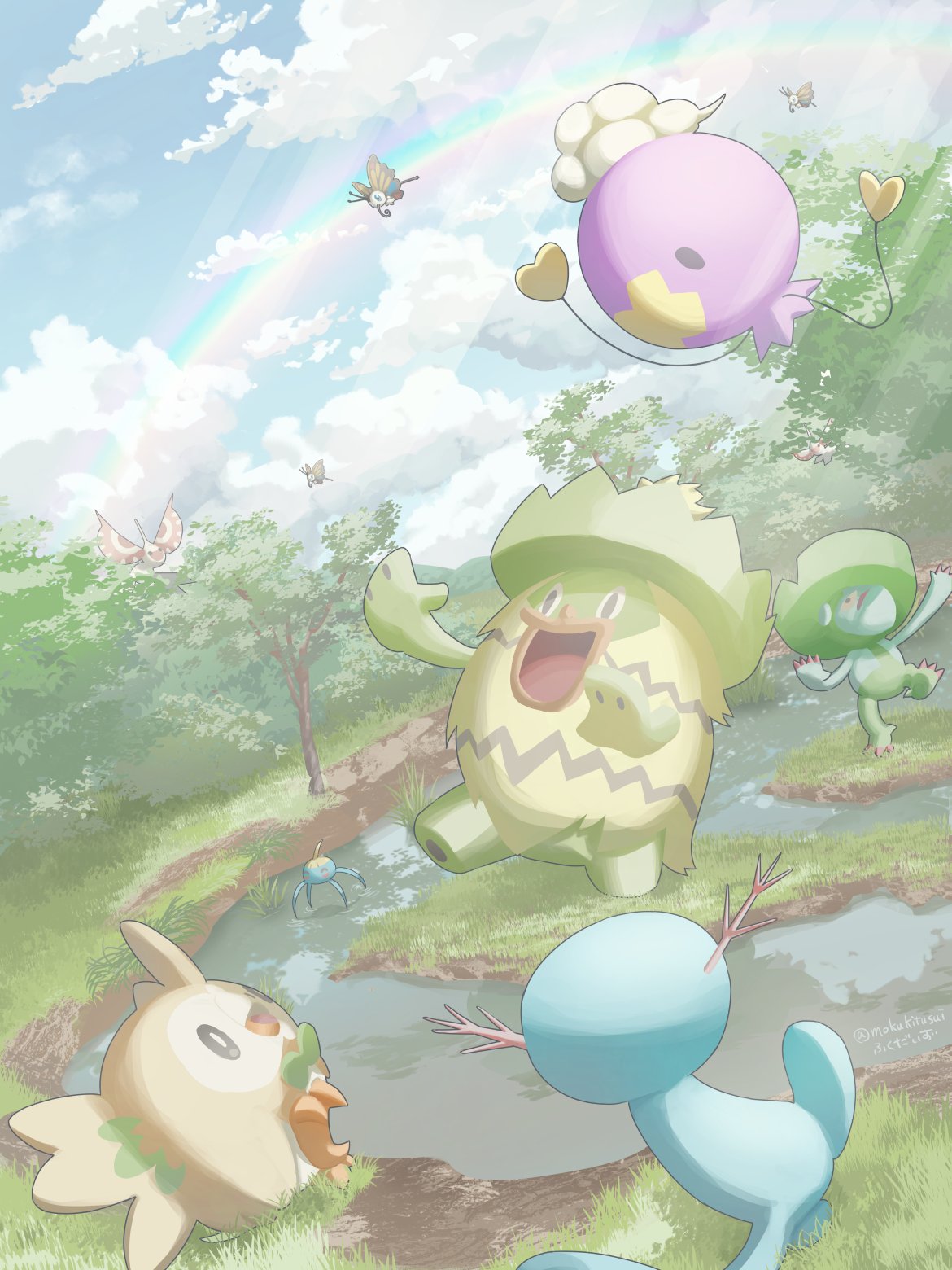 Safebooru - :d beautifly bright pupils clouds commentary request day ...