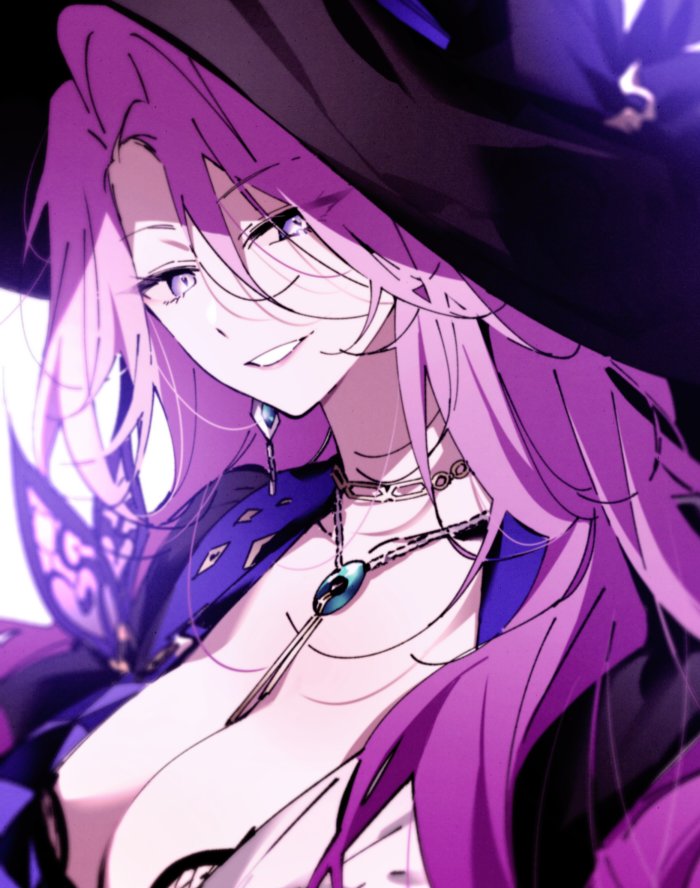 Safebooru - 1girl black bra black hat blue eyes bra breasts dlckrpwjd111 hat honkai: star rail ...