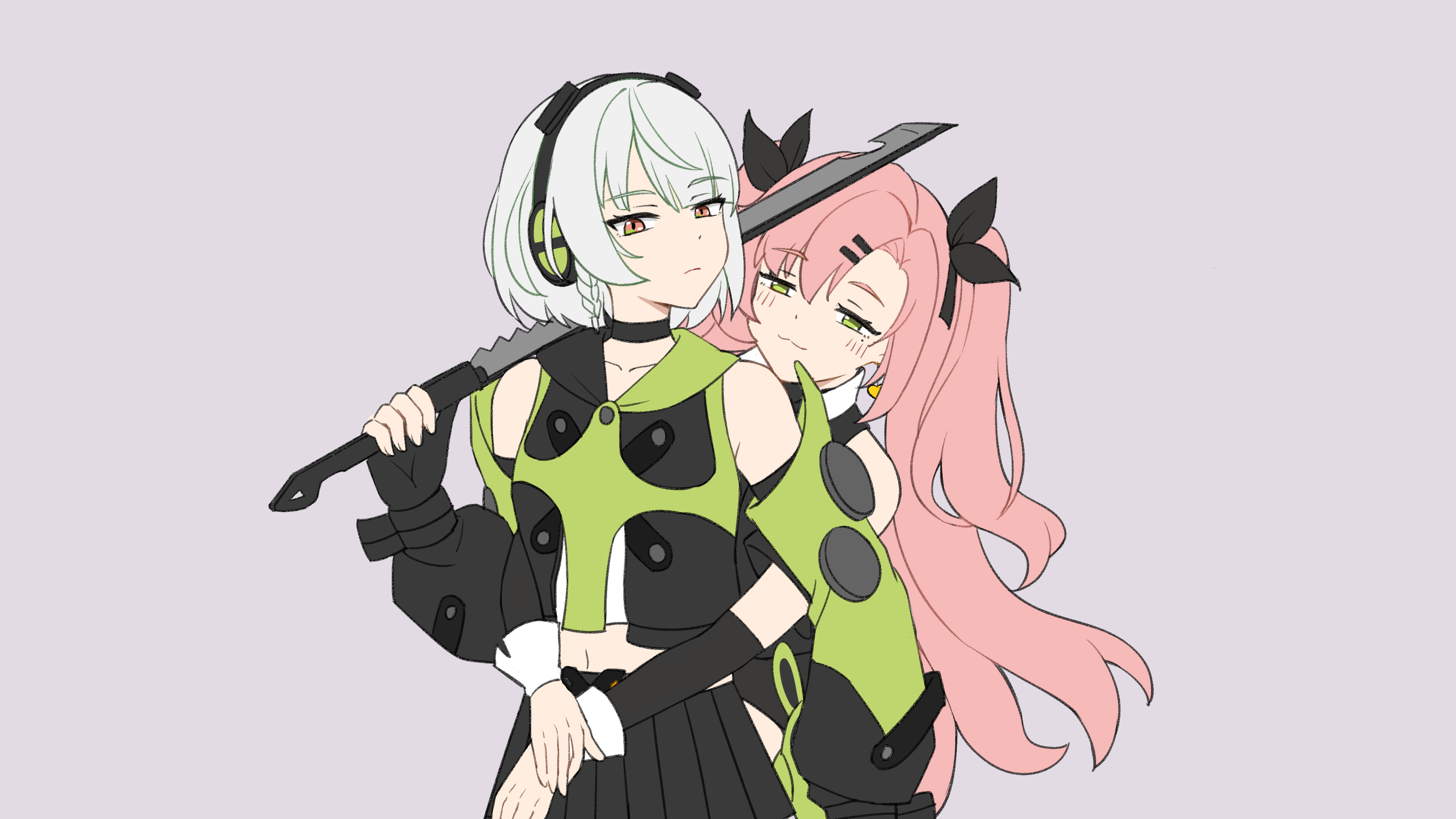 Safebooru 2girls 3 Absurdres Anby Demara Black Bow Black Choker 6686