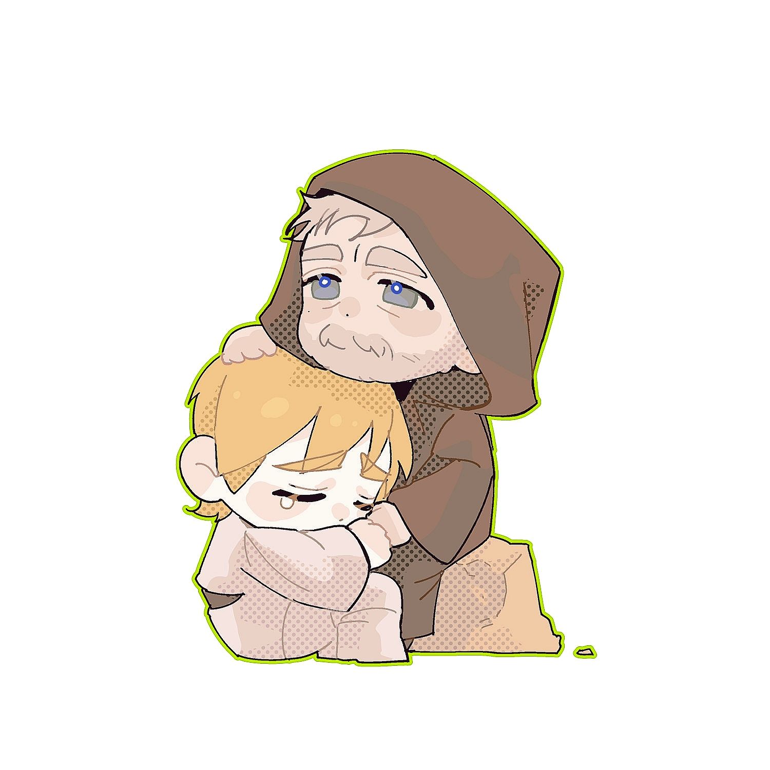 Safebooru - 2boys beard blonde hair blush stickers chibi crying facial ...