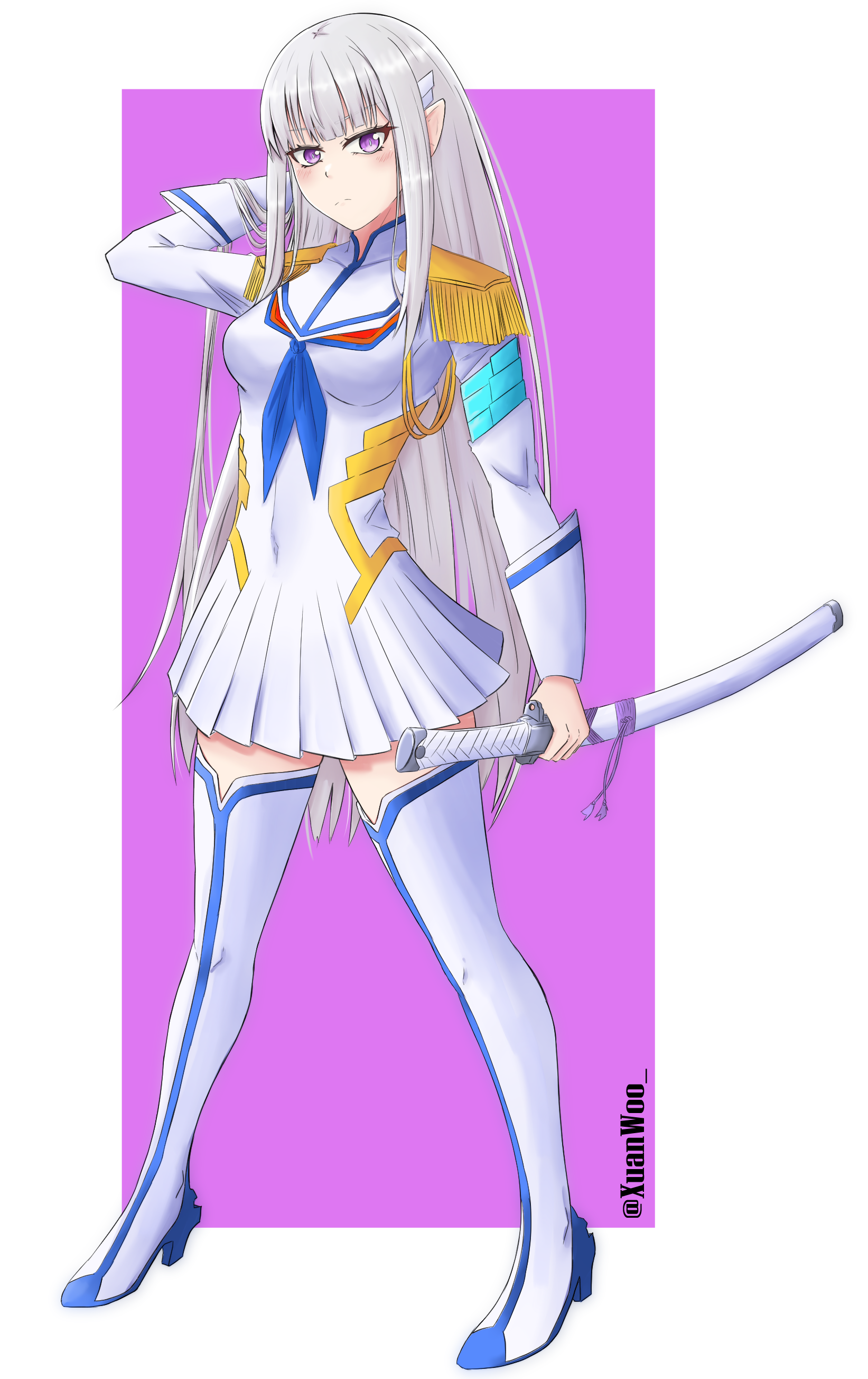 Safebooru - 1girl absurdres boots breasts cosplay covered navel eennee ...