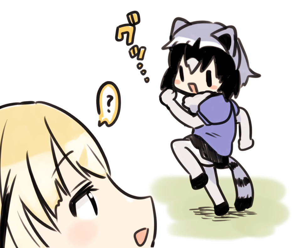 Safebooru - 2girls ? animal ears black hair black skirt blush stickers ...