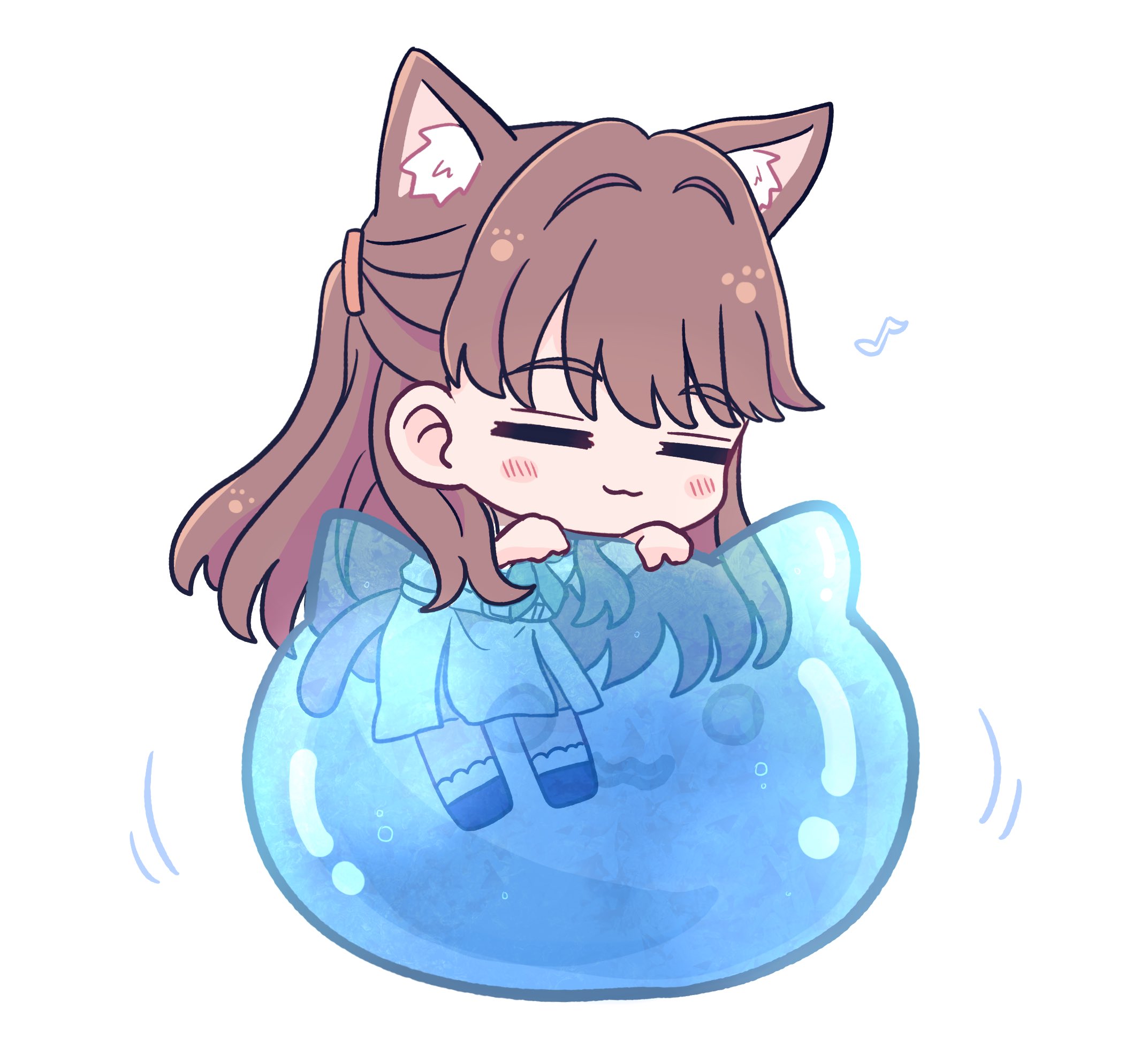 Safebooru - 1girl :3 = = animal ear fluff animal ears aqua neckerchief ...