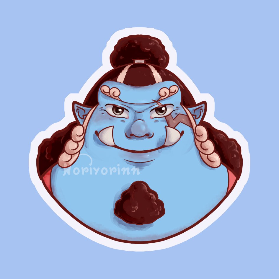 Safebooru - 1boy artist name black hair blue background blue skin closed mouth colored skin ...