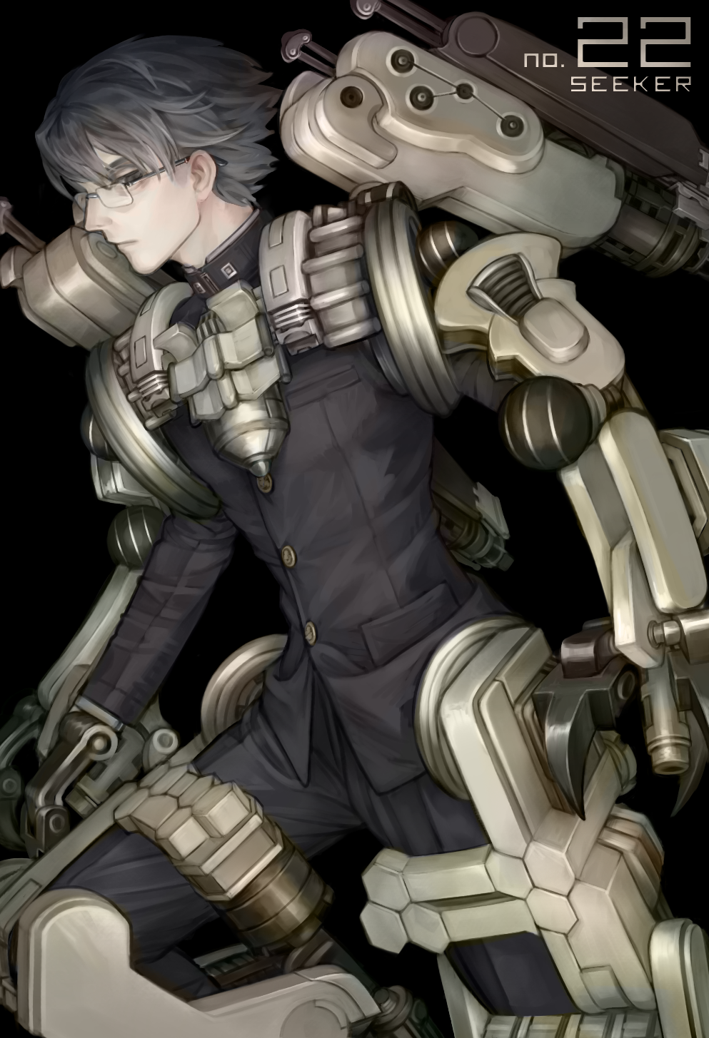 Safebooru - 1693193543 1boy black background black jacket gakuran ...