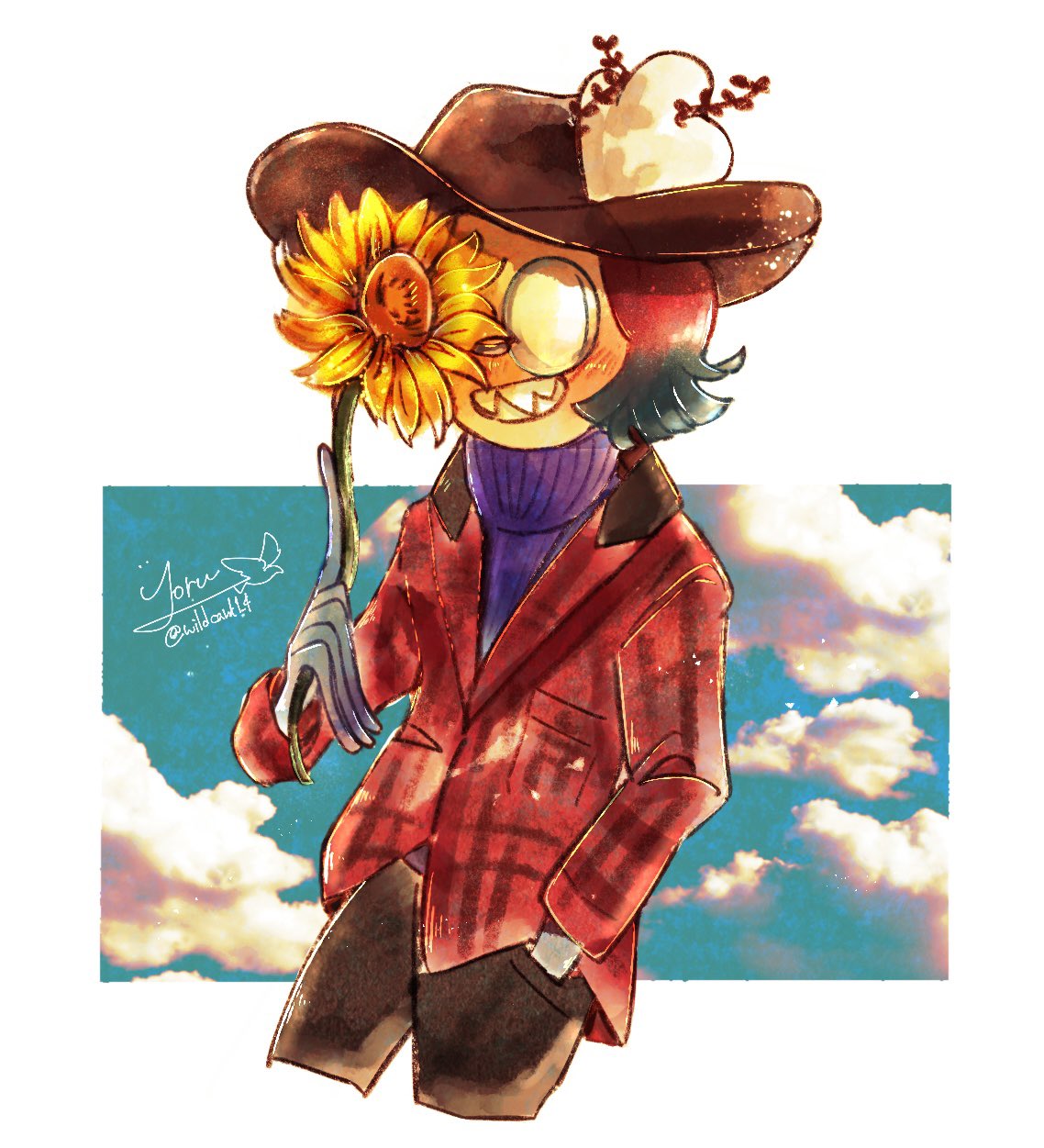 Safebooru - 1girl black hat flower hat highres holding holding flower ...