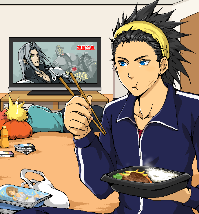 Safebooru - 1girl 3boys alternate costume alternate hairstyle armor bag ...