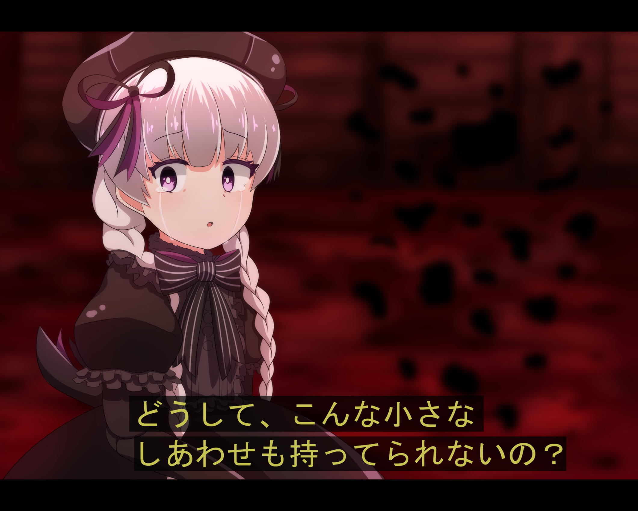 Safebooru - 1girl :o beret black bow black dress black gloves black hat black ribbon blurry ...