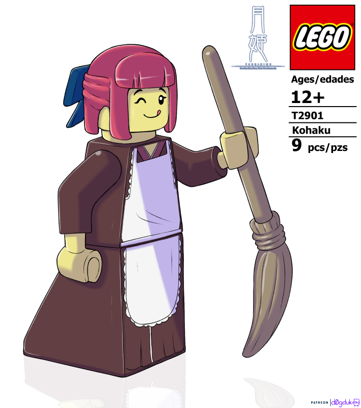 Safebooru - 1girl apron arm up blue bow bow broom brown dress d0gduk ...