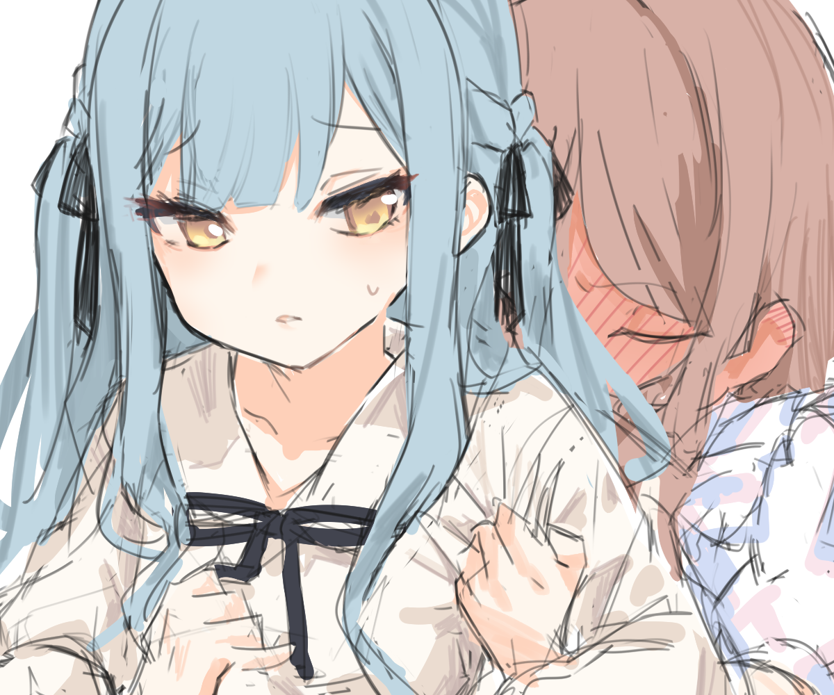 Safebooru - 2girls bang dream! bang dream! it's mygo!!!!! black ribbon blue hair blush brown ...