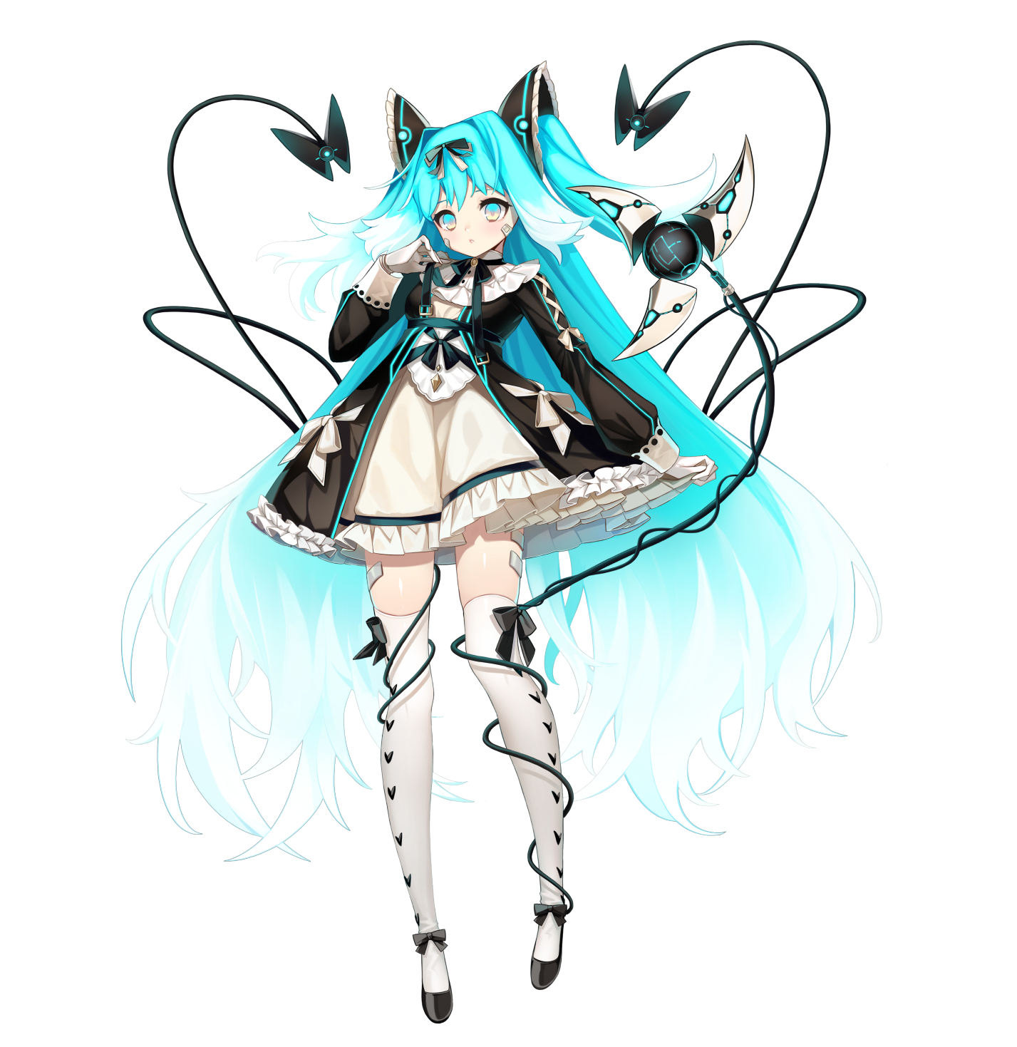 Safebooru - 1girl absurdly long hair aqua eyebrows aqua eyes aqua hair artist request belt belt ...