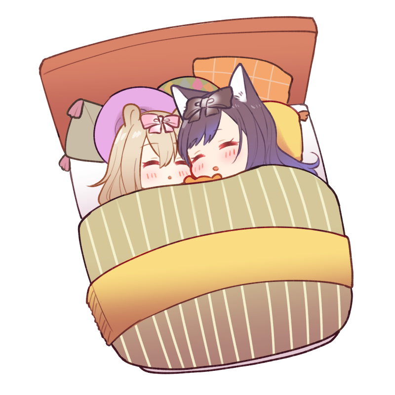 Safebooru - 2girls animal ears azusawa kohane bear ears beru popooo black bow black hair blonde ...