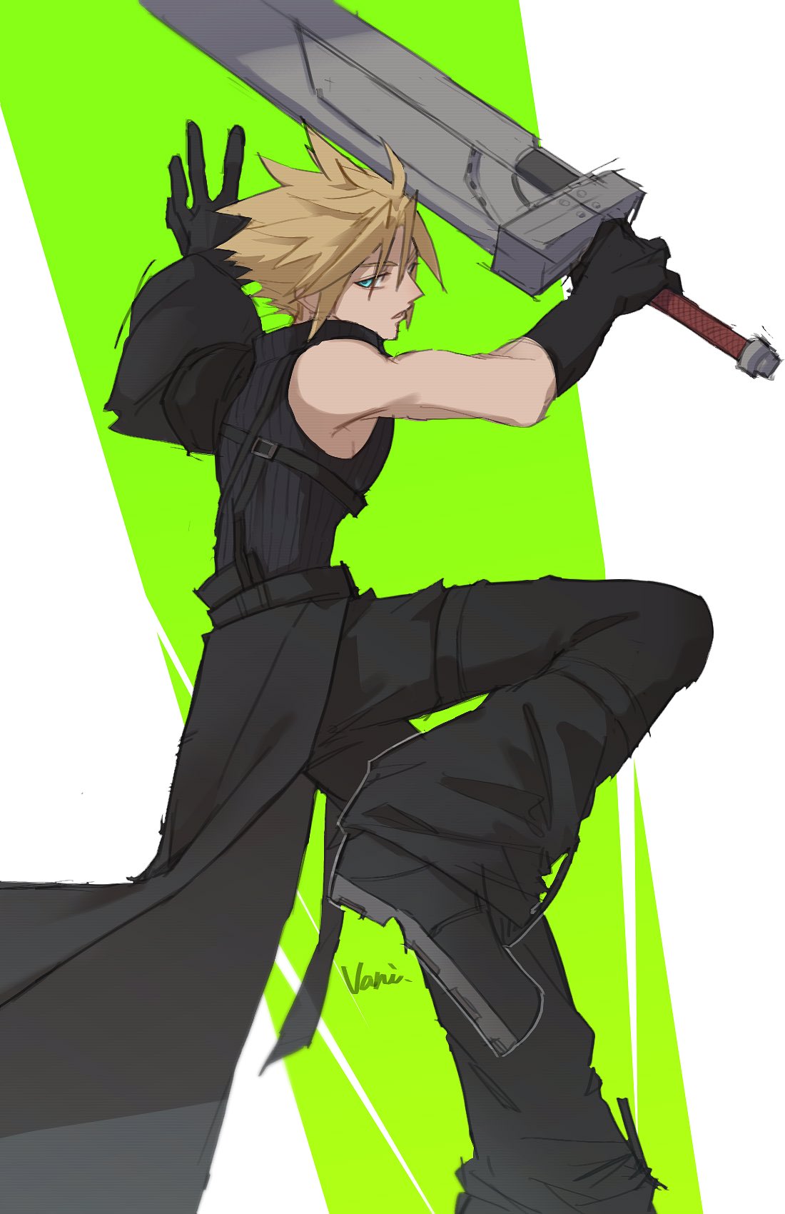 Safebooru - 1boy apron baggy pants black apron black footwear black gloves black pants black ...