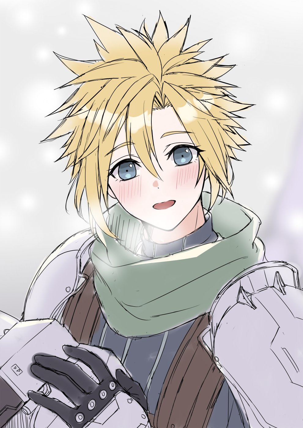 Safebooru - 1boy armor blonde hair blue eyes blush cloud strife crisis ...