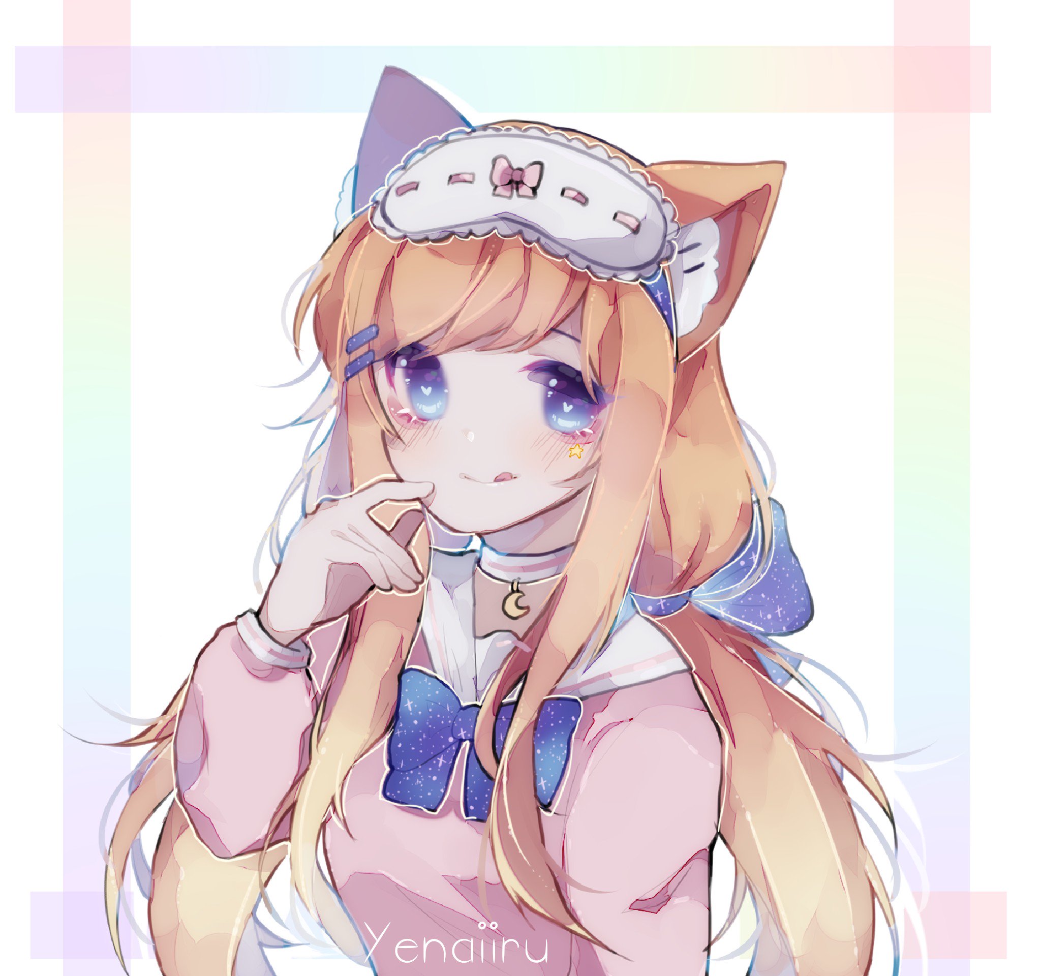Safebooru - 1girl animal ear fluff animal ears back bow blonde hair ...