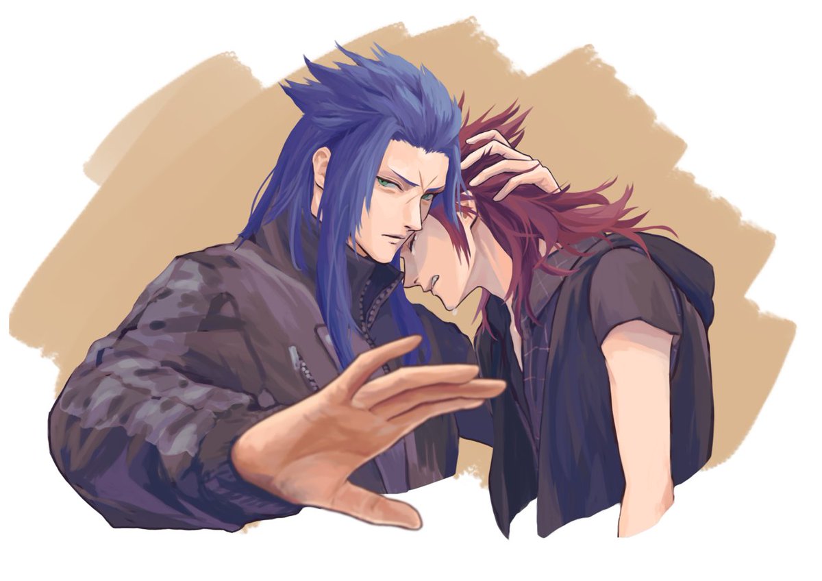 Safebooru - 2boys axel (kingdom hearts) black hoodie black jacket blue ...