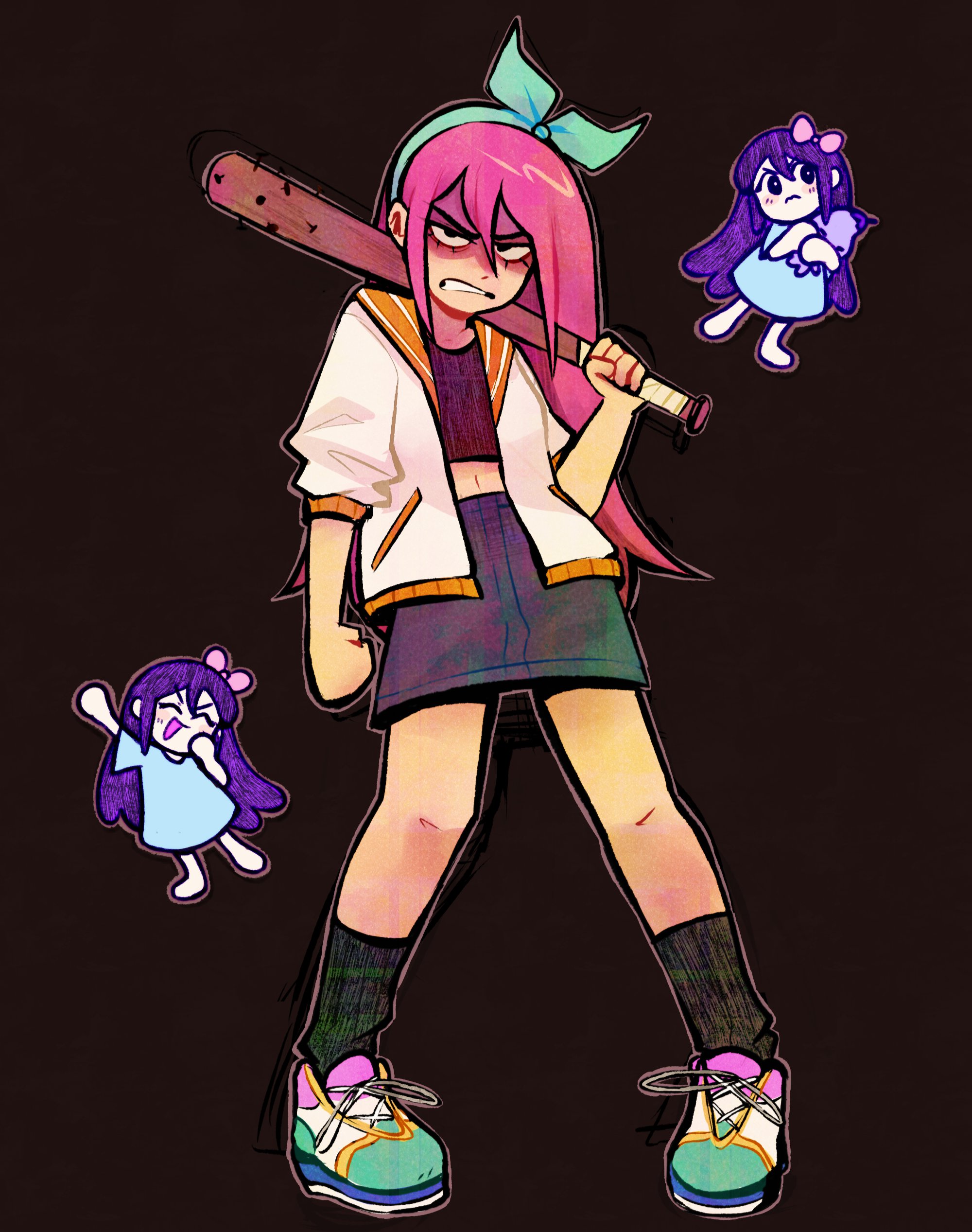 Safebooru - 2girls absurdres aubrey (faraway) (omori) aubrey (headspace) (omori) aubrey (omori ...