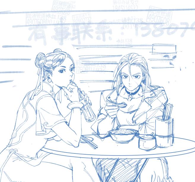 Safebooru - 2girls bracelet cammy white choker chopsticks chun-li collarbone double bun dress ...