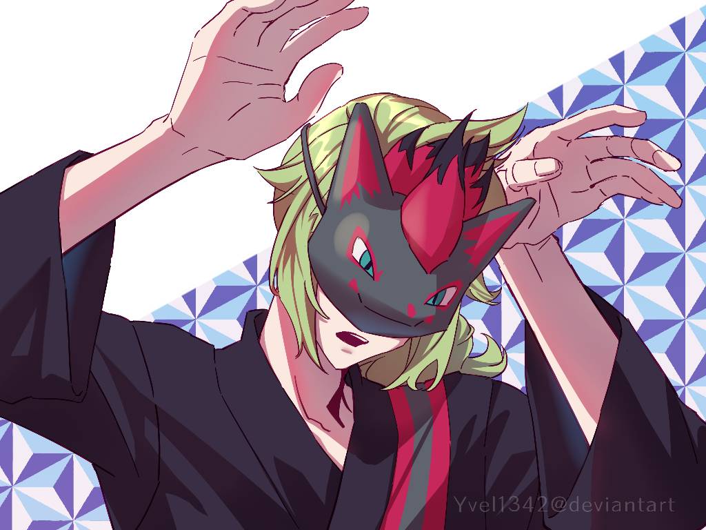 Safebooru - 1boy ghost pose green hair japanese clothes kimono male ...