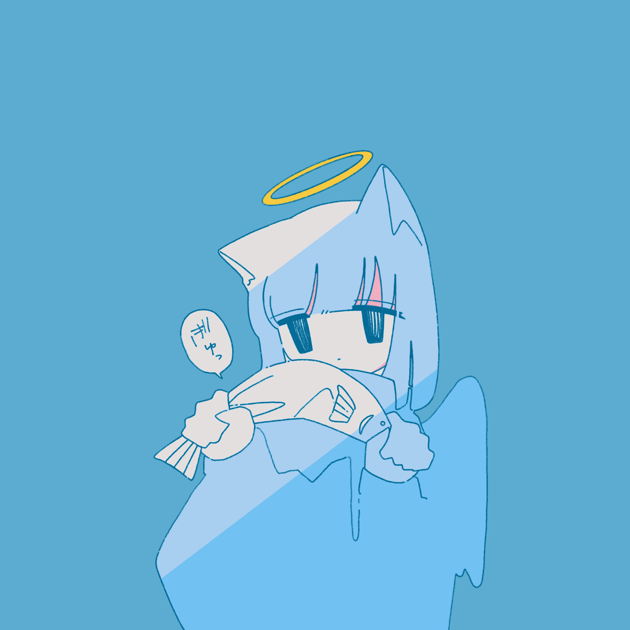 Safebooru - 1girl angel angel wings animal ears aqua background blue ...