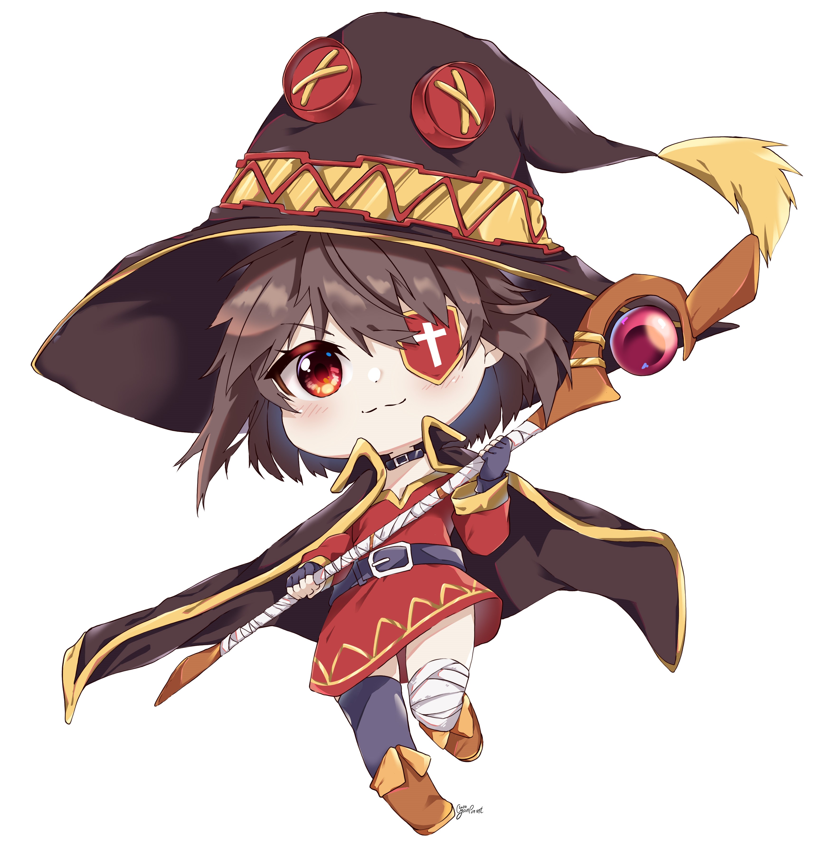 Safebooru - 1girl :3 absurdres artist name asymmetrical legwear bandaged leg bandages belt black ...