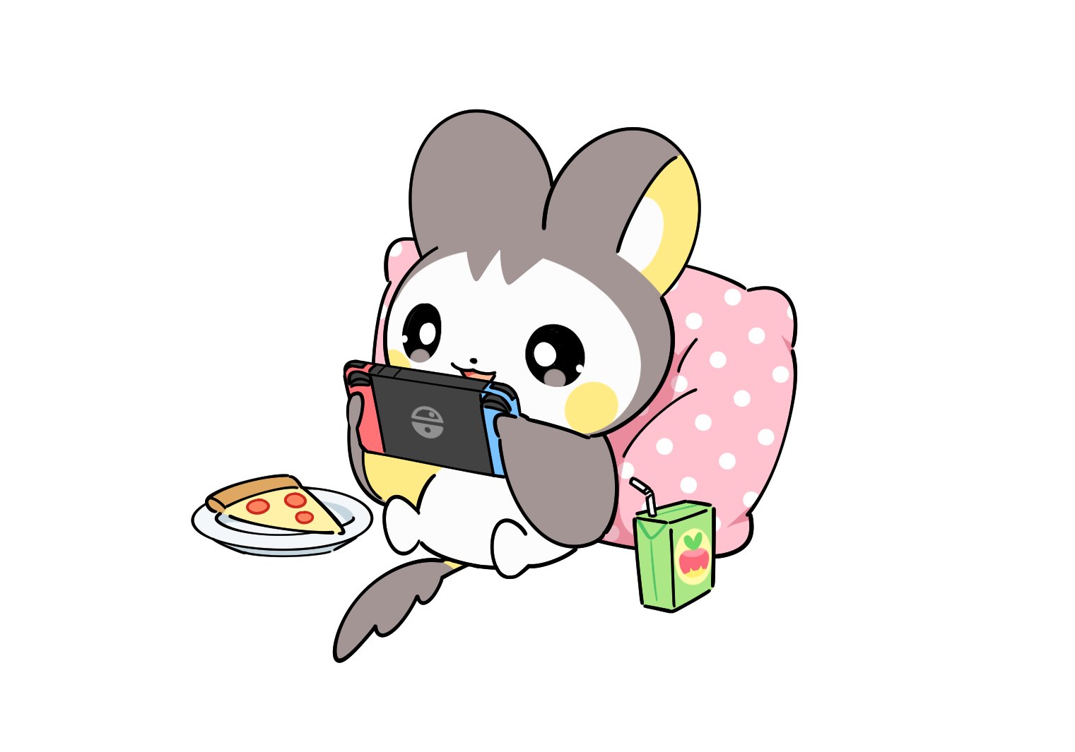 Safebooru - apple juice black eyes chibi emolga food handheld game ...