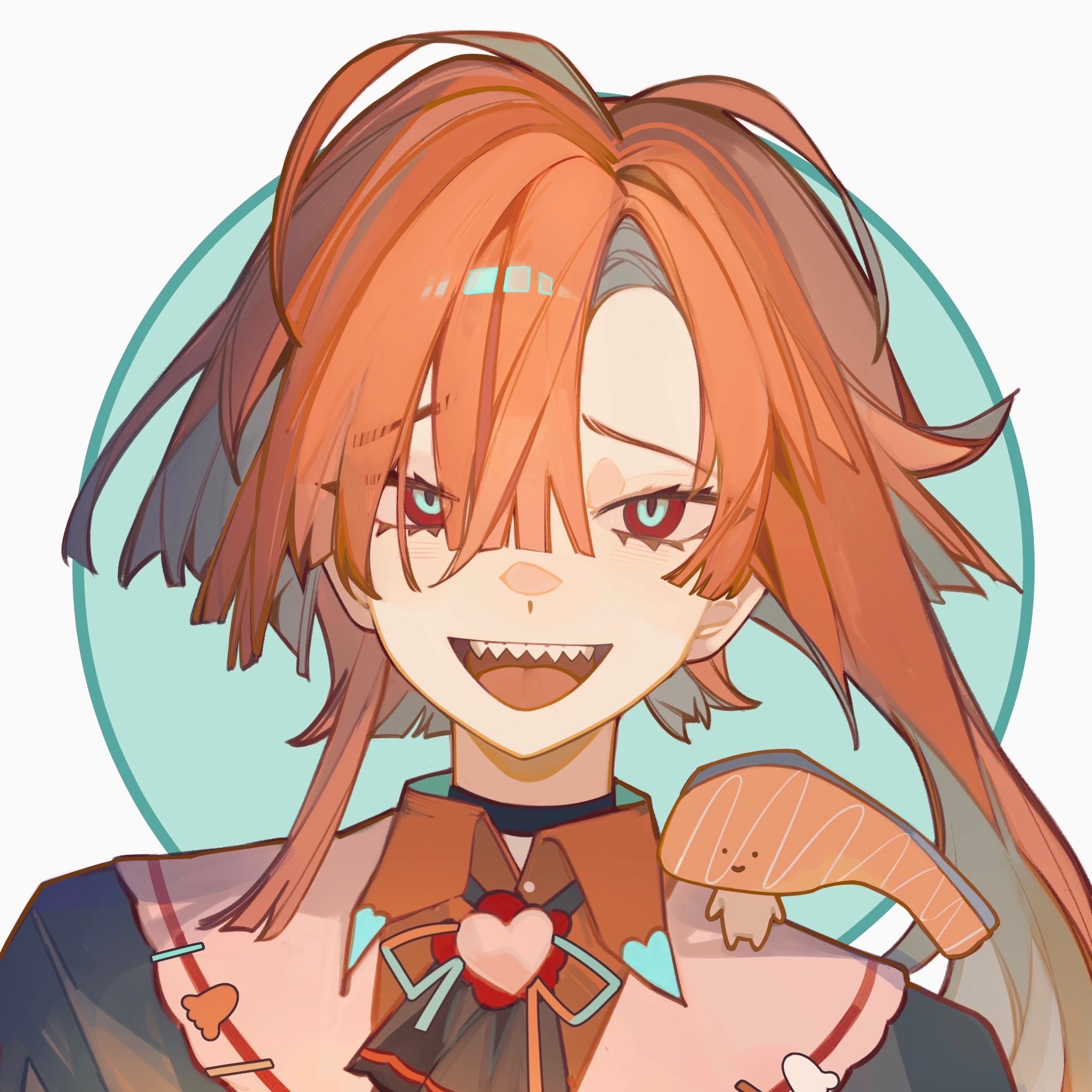 Safebooru - 1boy :d aqua background asymmetrical hair bishounen blue ...