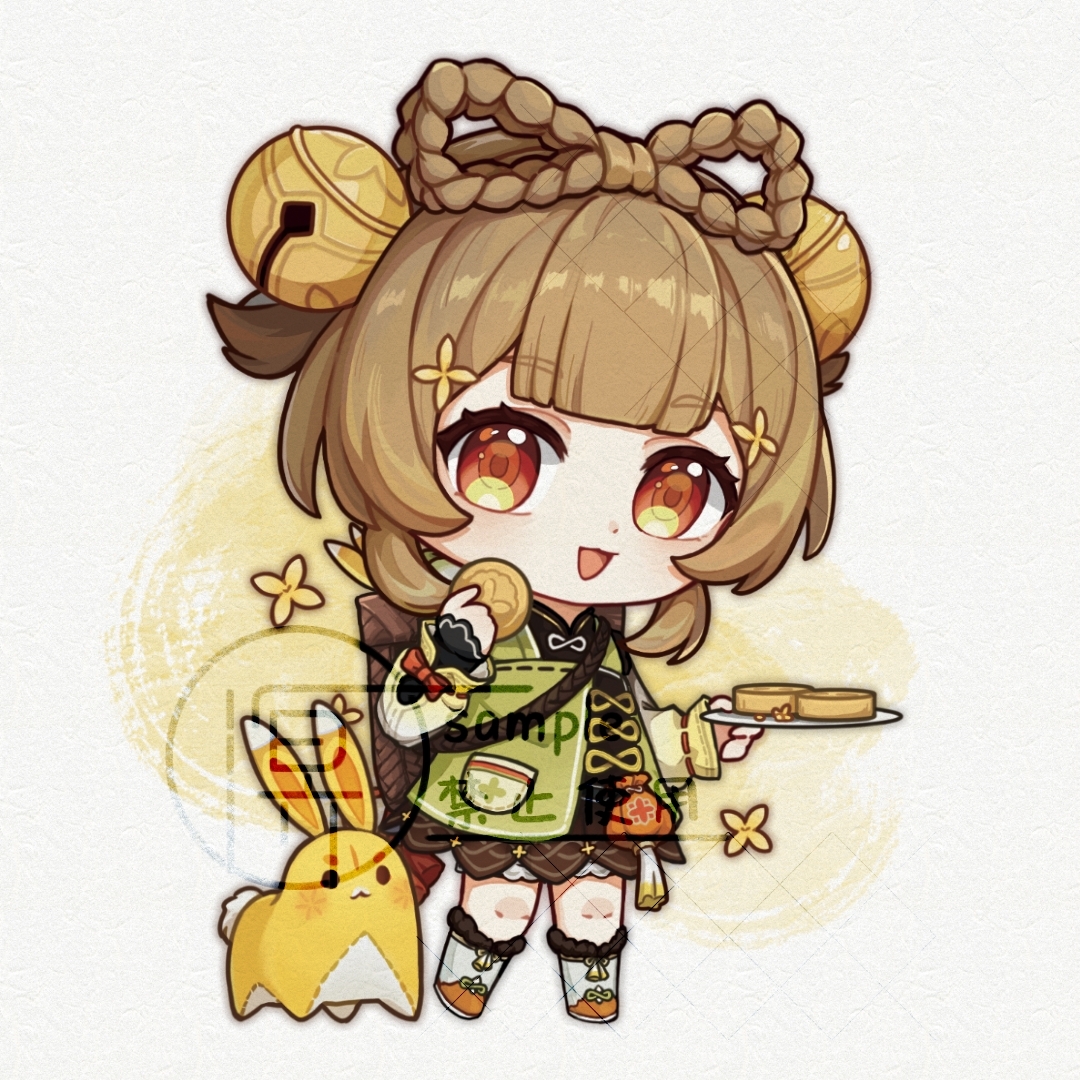 Safebooru - 1girl :3 :d chibi chibi only child food full body genshin ...