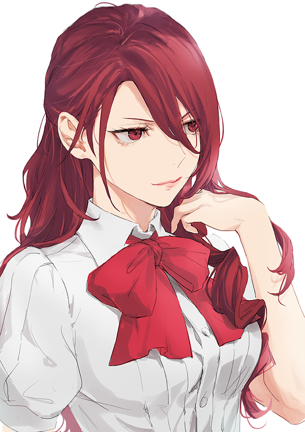 Safebooru - 1girl :3 adjusting hair bow bowtie closed mouth collared ...
