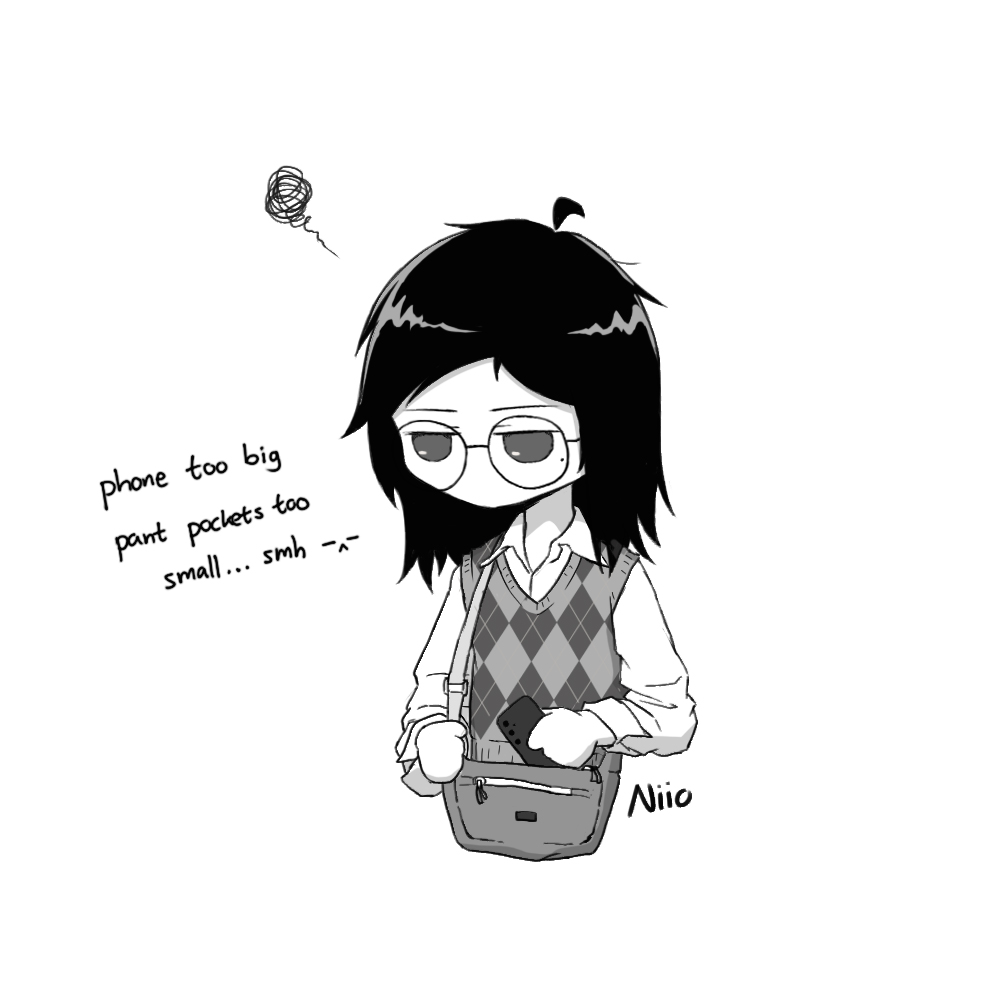 Safebooru - 1girl bag cellphone chibi chibi only collared shirt ...