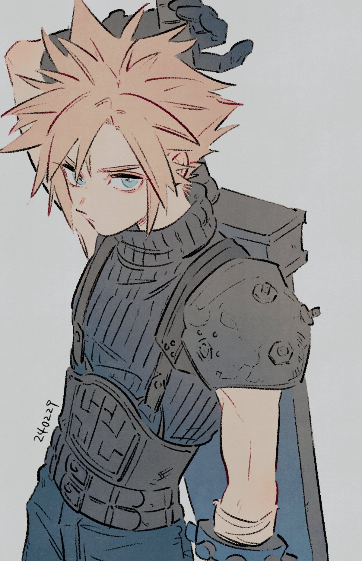Safebooru - 1boy armor bandaged arm bandages belt black gloves blonde hair blue eyes blue pants ...
