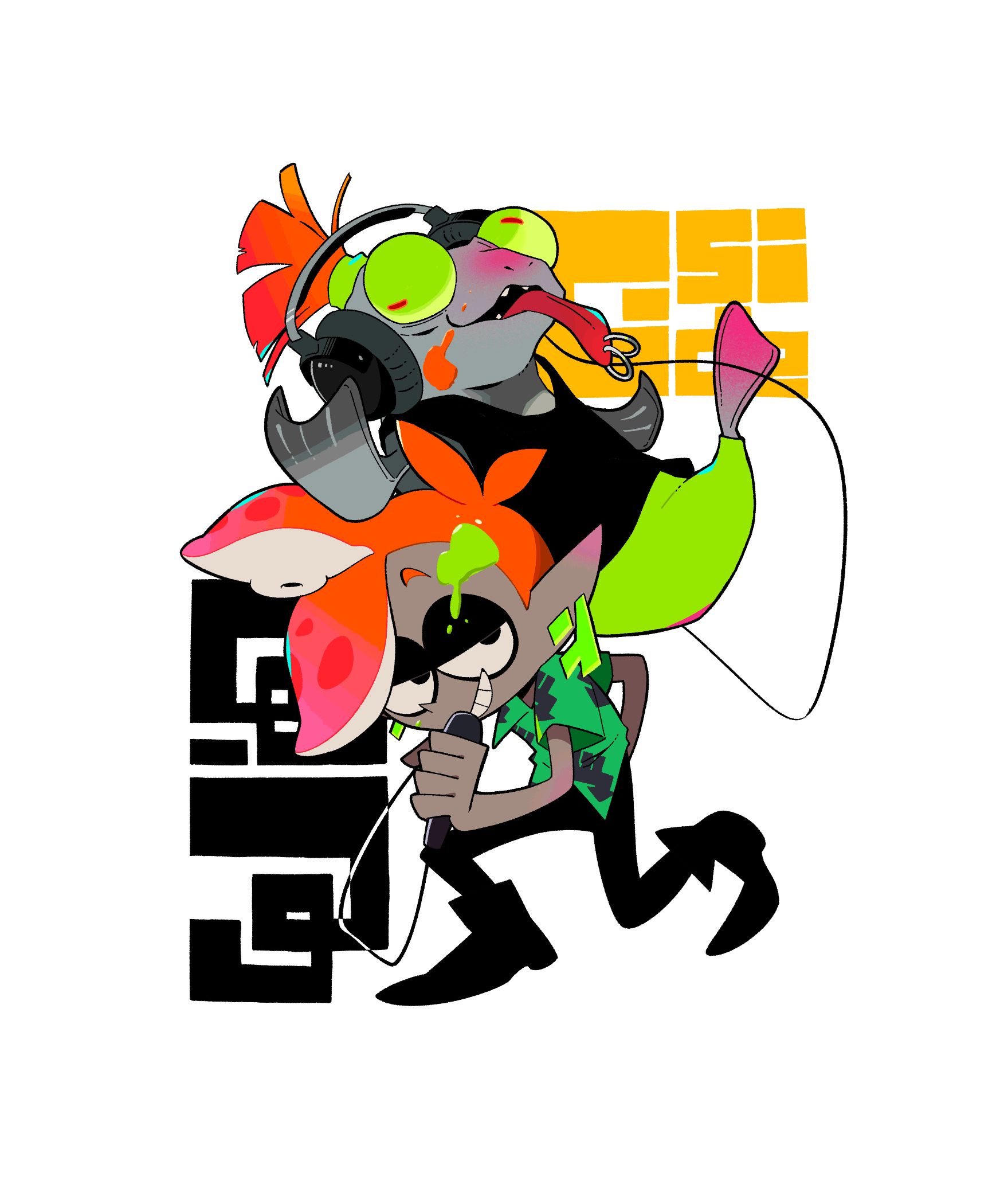 Safebooru - 1boy beika (splatoon) bulging eyes colored skin grey skin ...