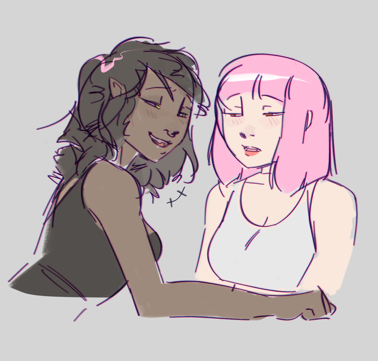 Safebooru - 2girls adventure time black hair black top blush chemise ...