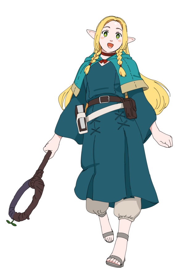 Safebooru - 1girl belt blonde hair blue capelet blue robe braid capelet choker dungeon meshi elf ...