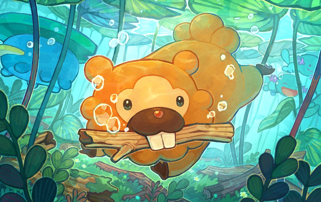 Safebooru - air bubble algae animal nose bidoof brown fur bubble buck ...