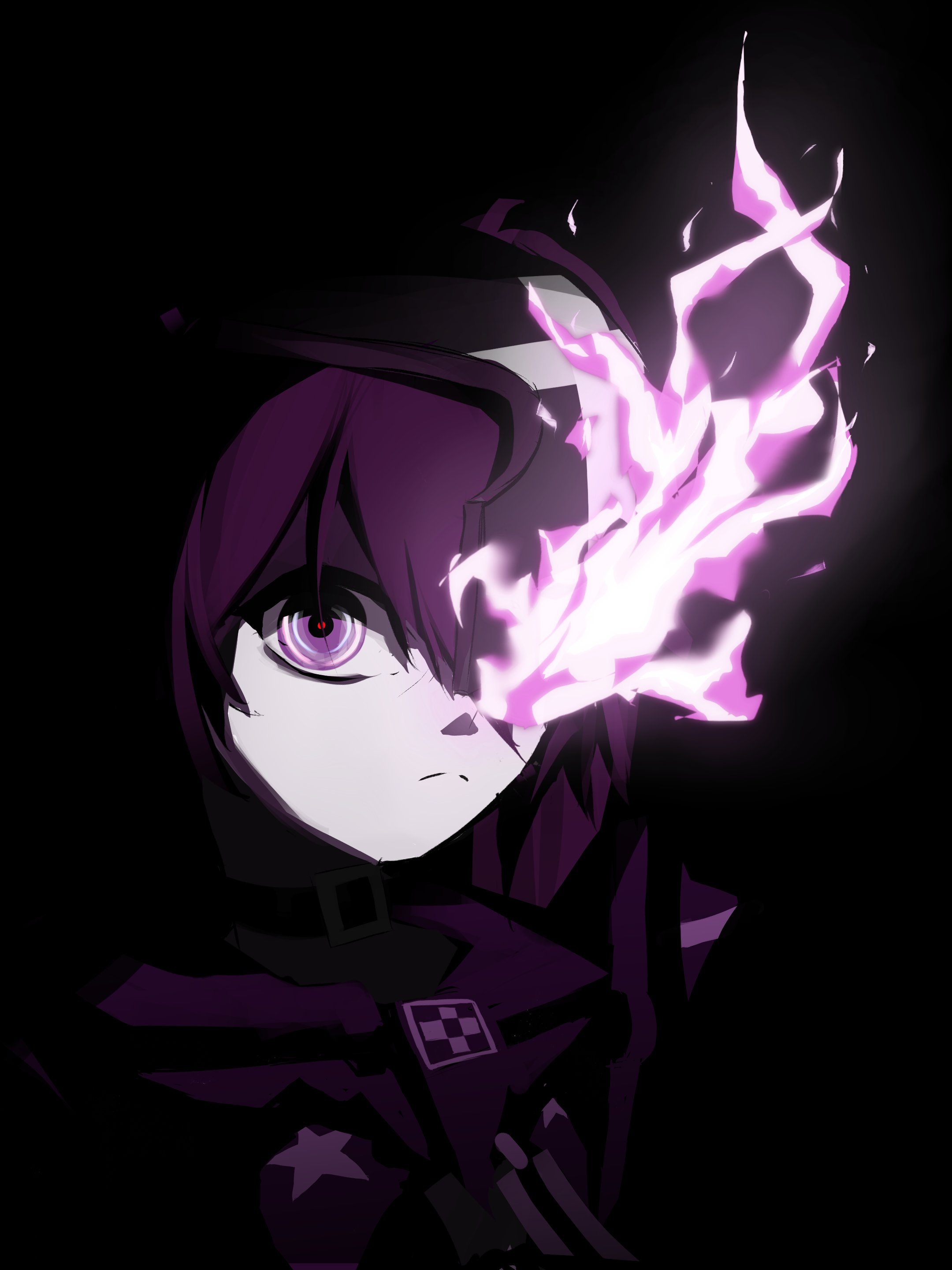 Safebooru - 1girl absurdres black background black rock shooter close ...