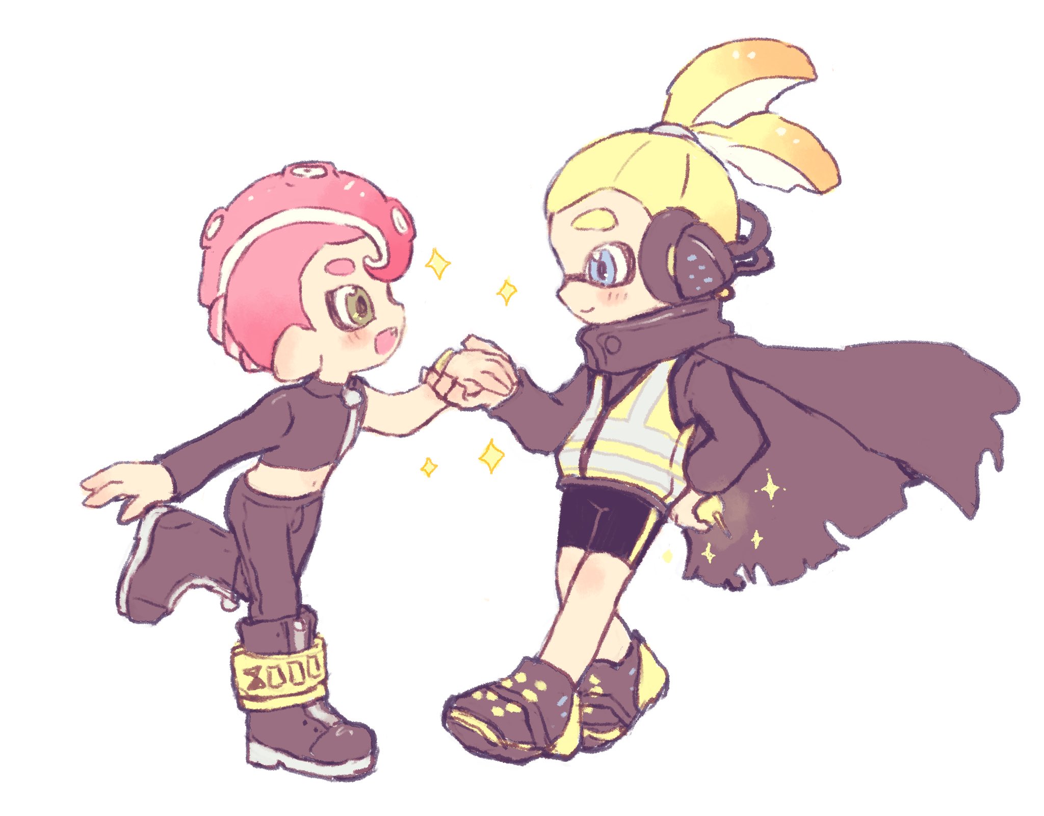 Safebooru - 2boys :d agent 3 (splatoon) agent 8 (splatoon) bike shorts ...