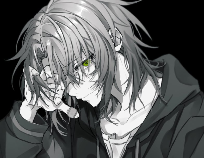 Safebooru 1boy Black Background Ensemble Stars Green Eyes Hand On 9020