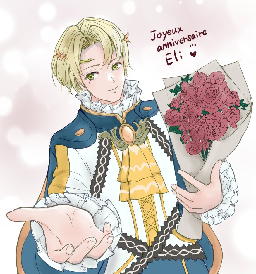 Safebooru - 1boy alfred (fire emblem) ascot blonde hair blue cape bouquet cape circlet fire ...