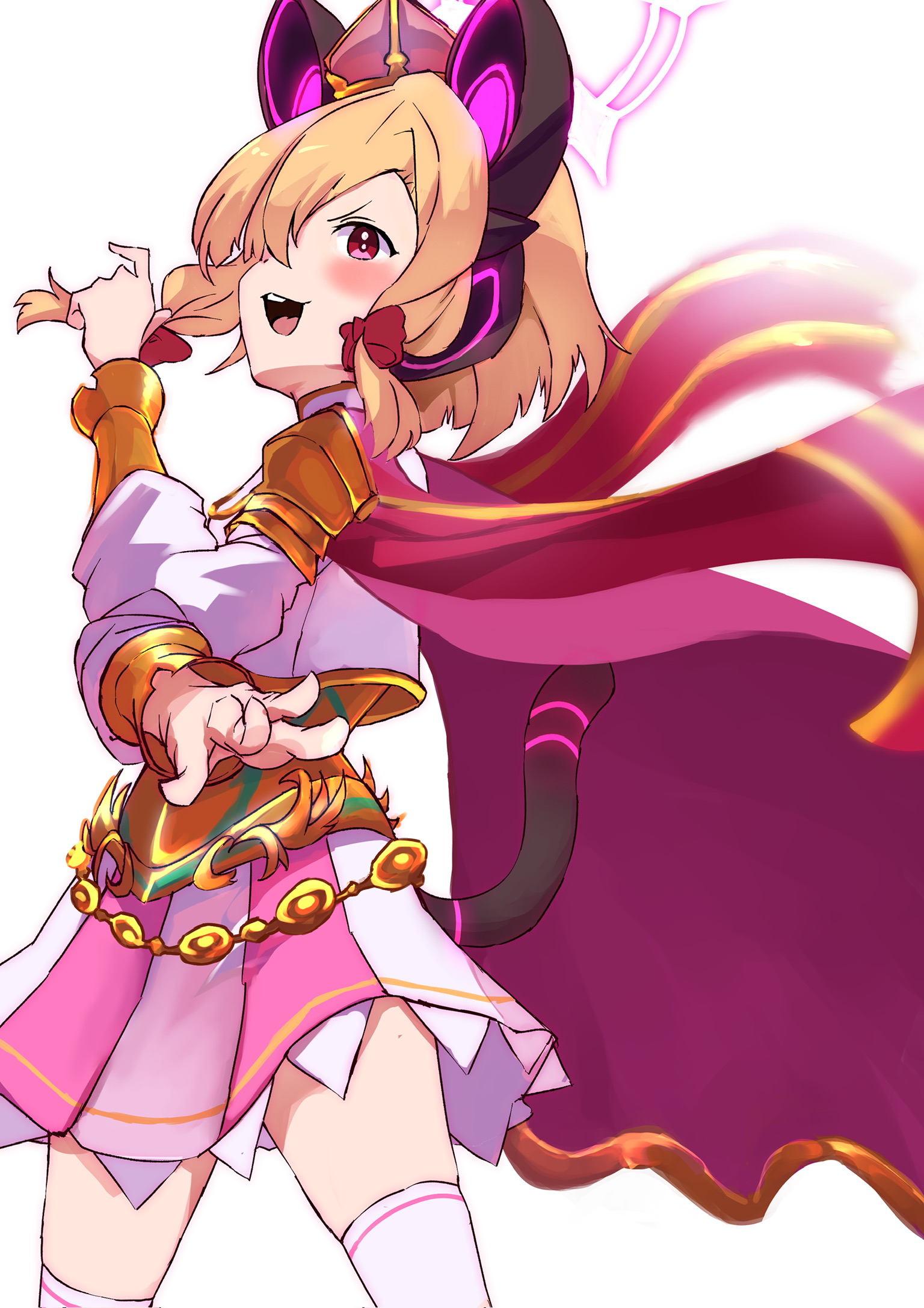 Safebooru - 1girl animal ear headphones animal ears armor blonde hair blue archive bow cape cat ...