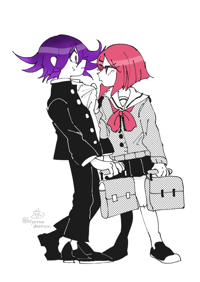 Safebooru - 1boy 1girl ahirumamire bag bow closed mouth danganronpa (series) danganronpa v3 ...